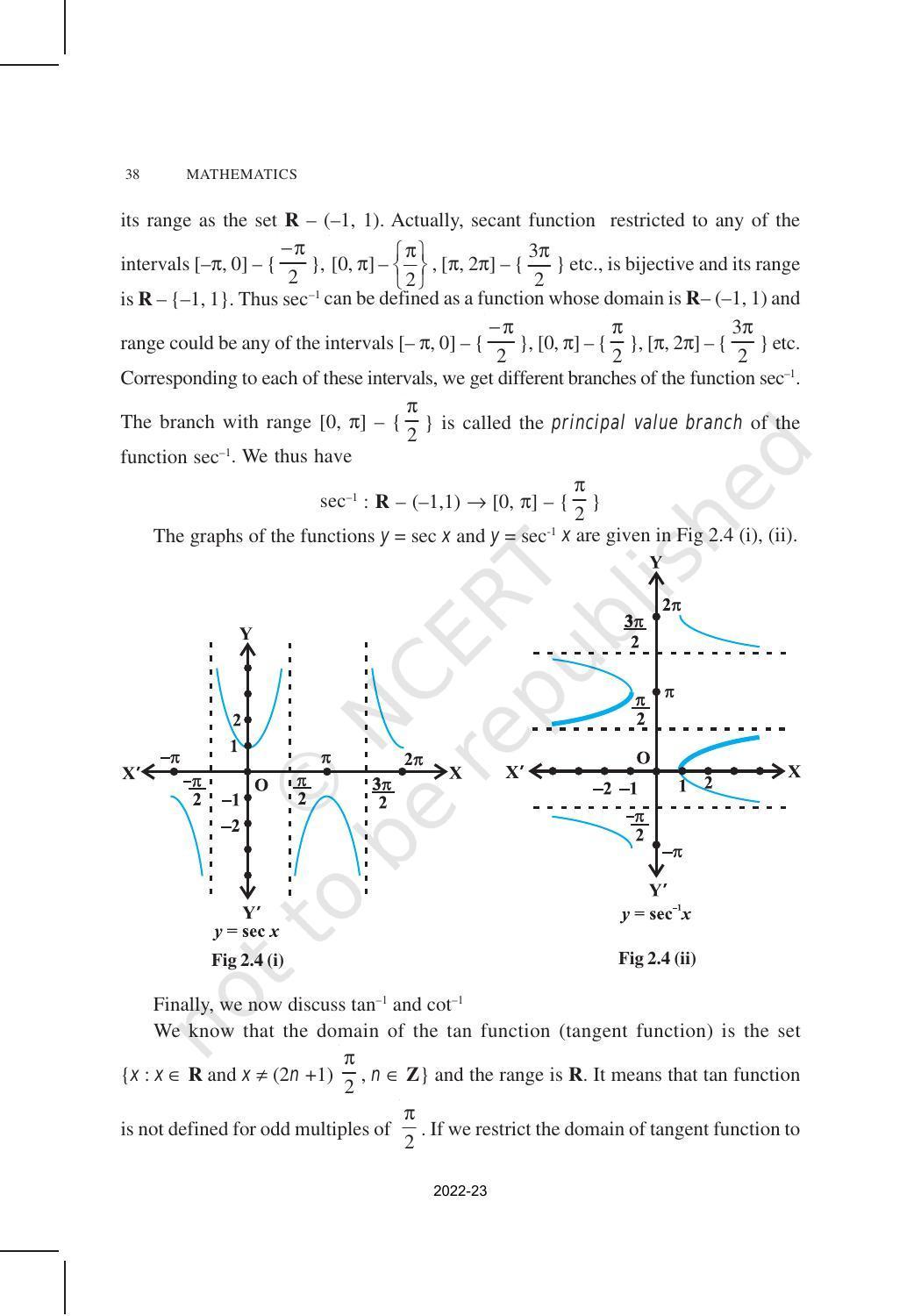 NCERT Book for Class 12 Maths Chapter 2 Inverse Trigonometric Functions ...