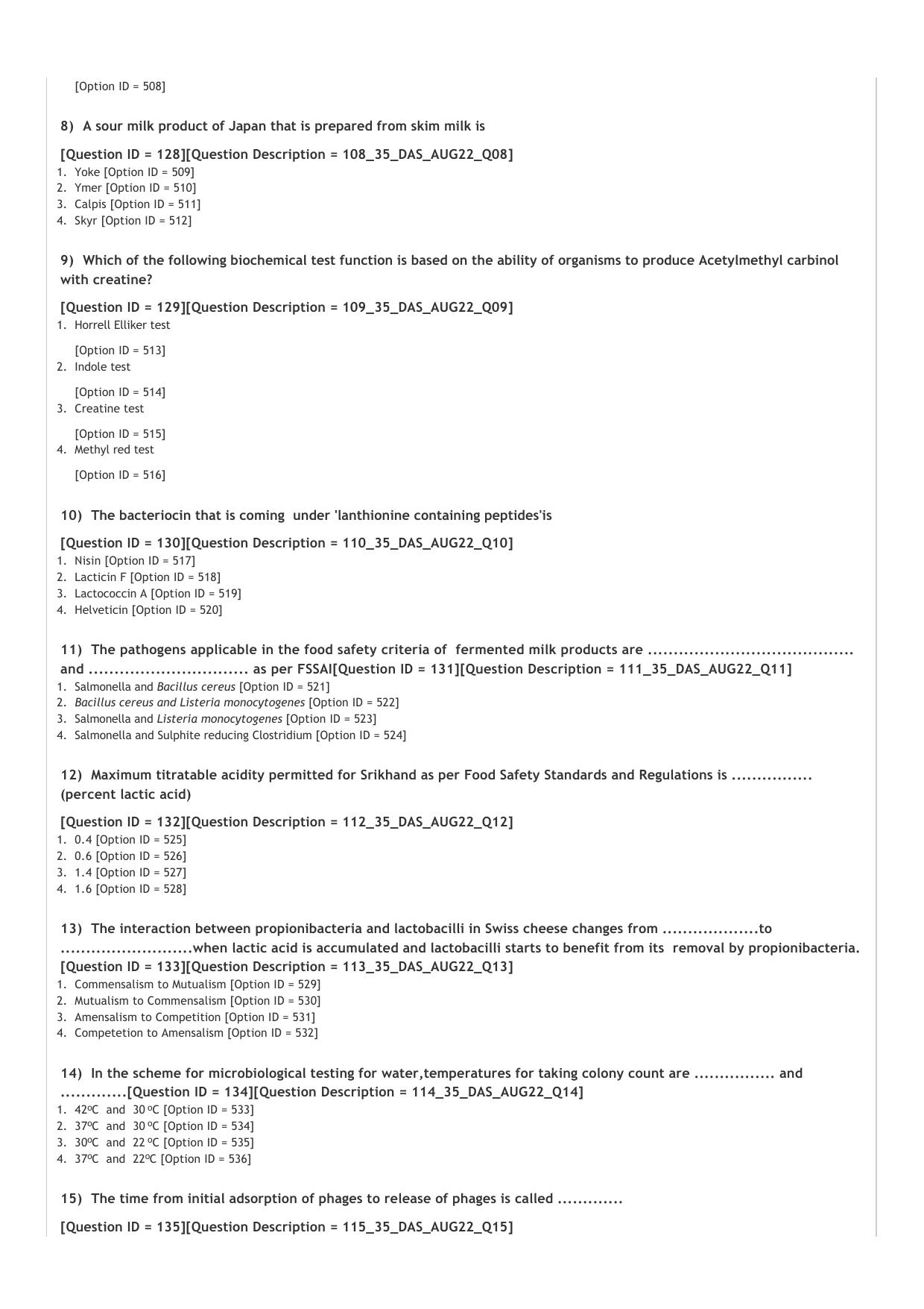ICAR AIEEA PG 2022 DAIRY SCIENCE Question Paper - IndCareer Docs