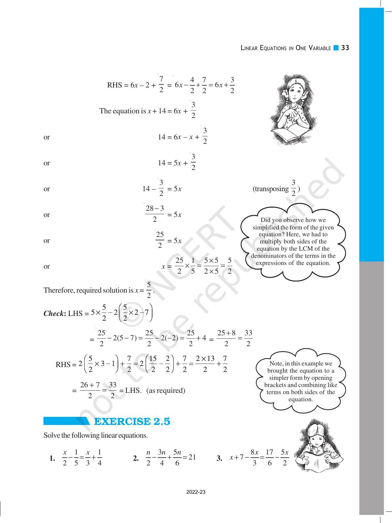 Ncert Book For Class 8 Maths Chapter 2 Linear Equations In One