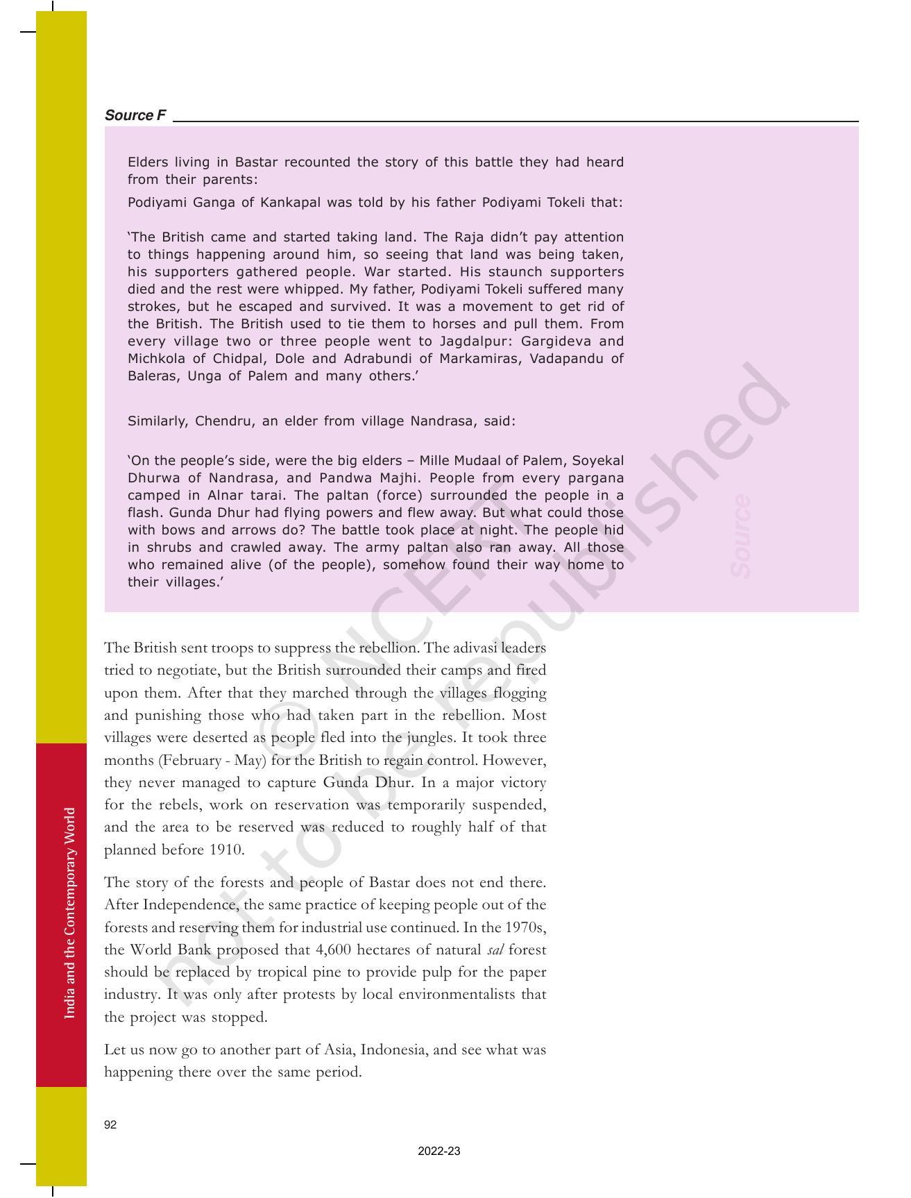 NCERT Book for Class 9 History Chapter 4 Forest Society