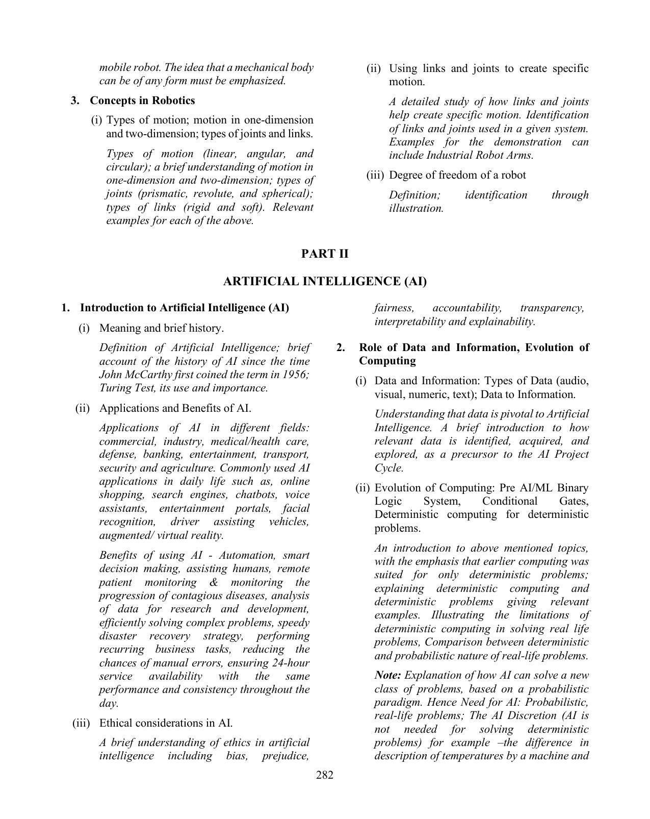 ICSE Robotics & AI Syllabus - IndCareer Docs