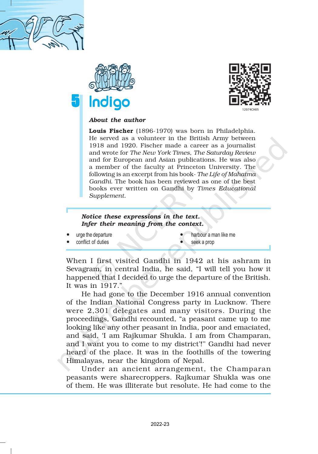 NCERT Book for Class 12 English Chapter 5 Indigo - IndCareer Docs