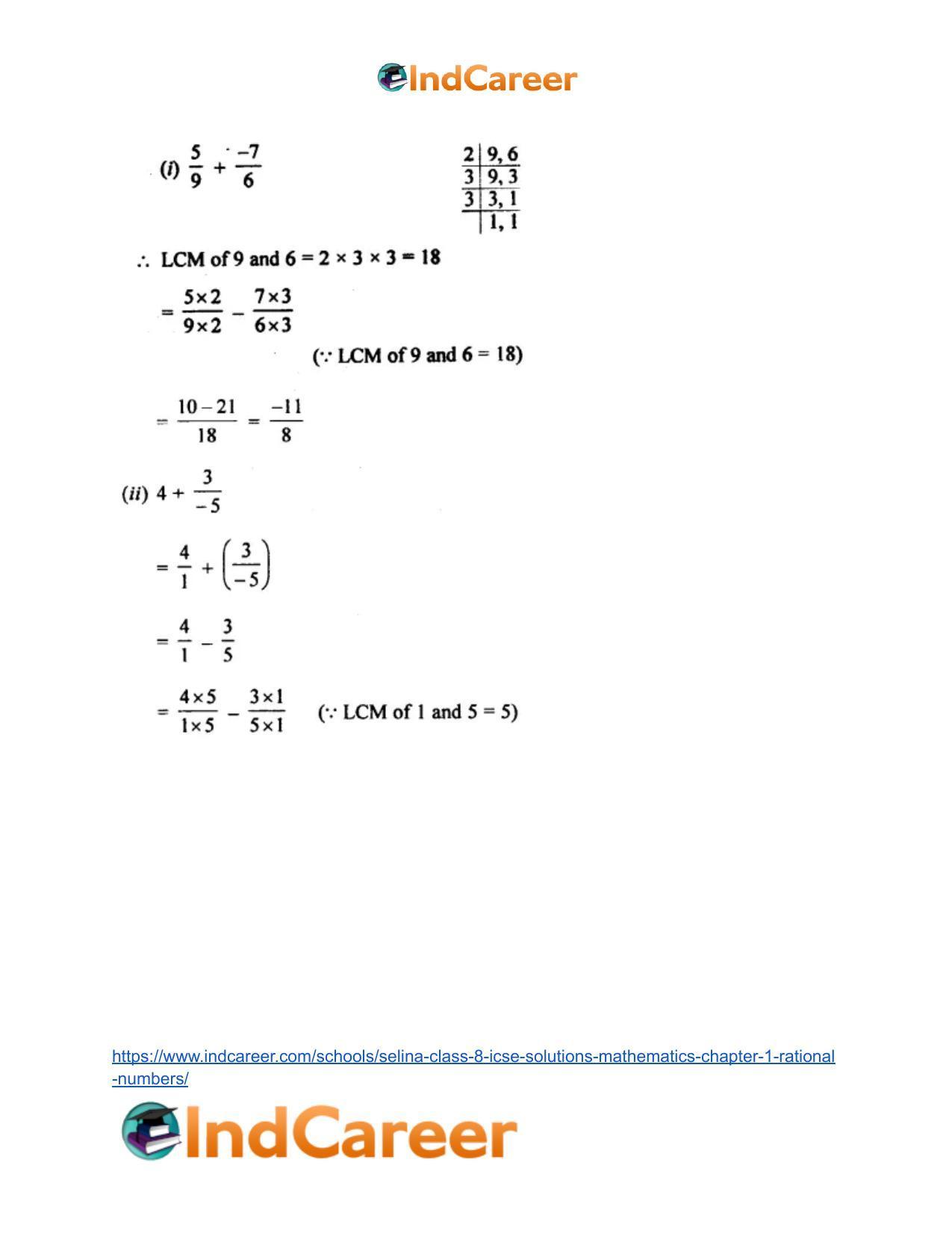 Selina Class 8 ICSE Solutions Mathematics : Chapter 1- Rational Numbers ...