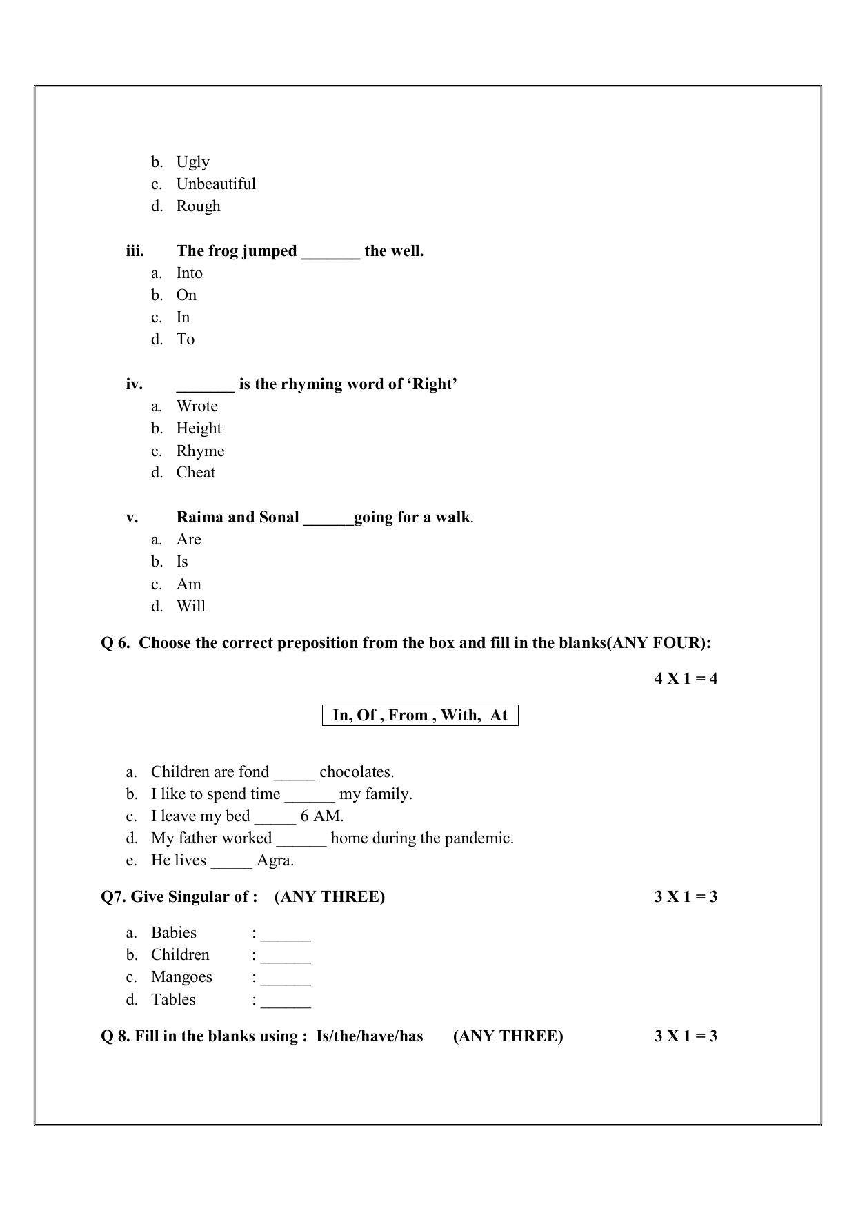 Edudel Class 6 English Sample Question Paper - IndCareer Docs