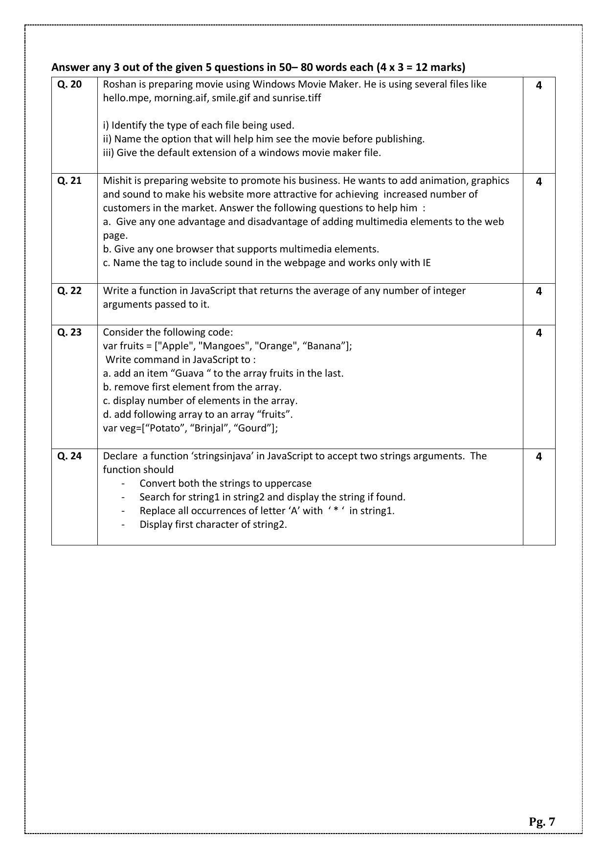 CBSE Class 12 Web Application Sample Paper - IndCareer Schools