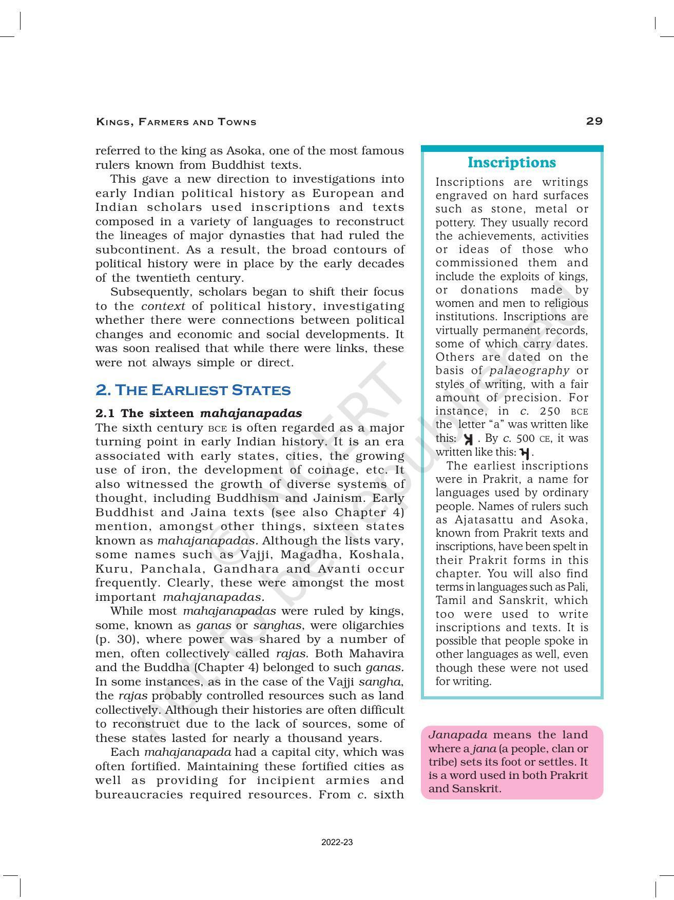 NCERT Book for Class 12 History Chapter 2 Kings, Farmers