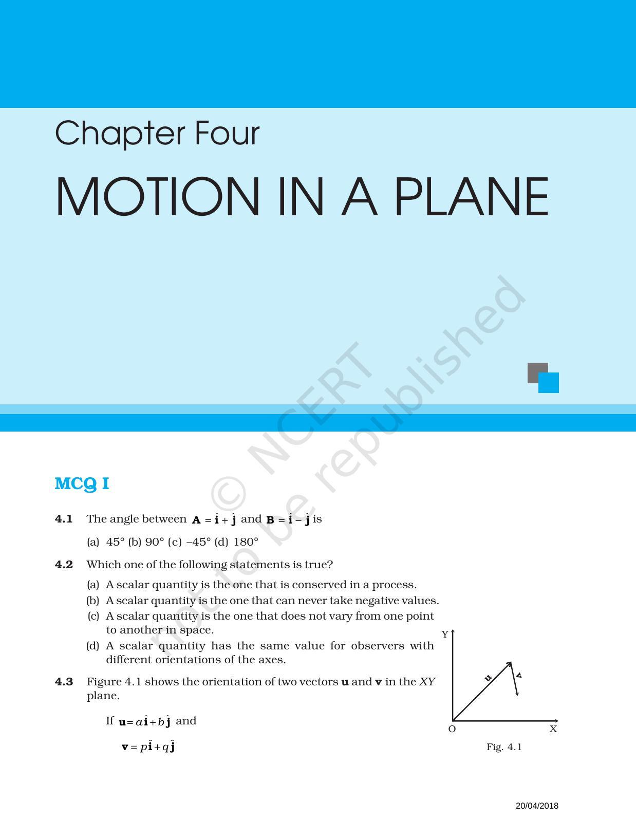 NCERT Exemplar Book for Class 11 Physics Chapter 3 Motion