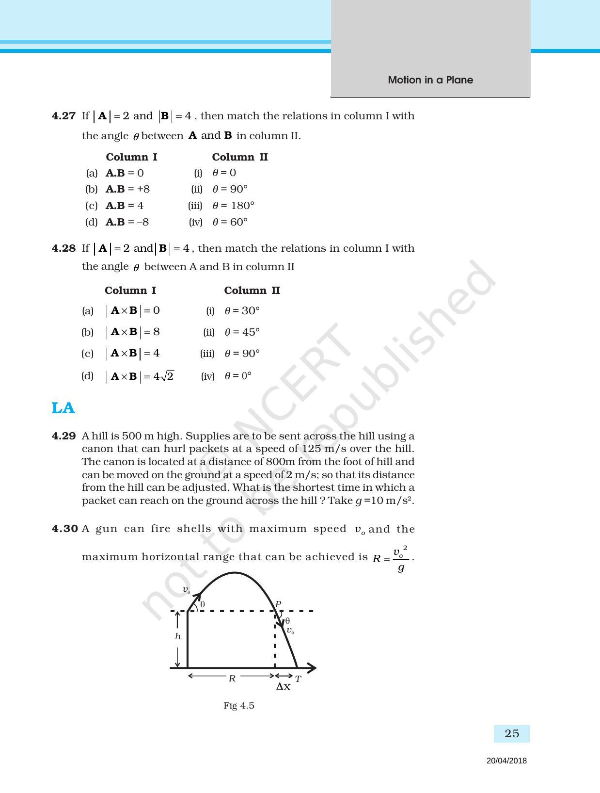 NCERT Exemplar Book for Class 11 Physics Chapter 3 Motion