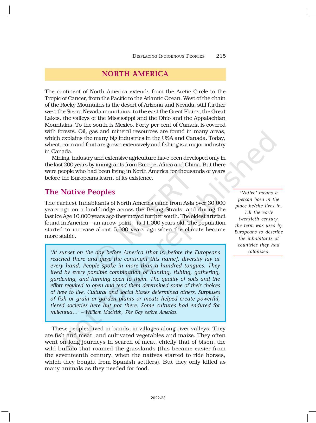 NCERT Book for Class 11 History Chapter 10 Displacing
