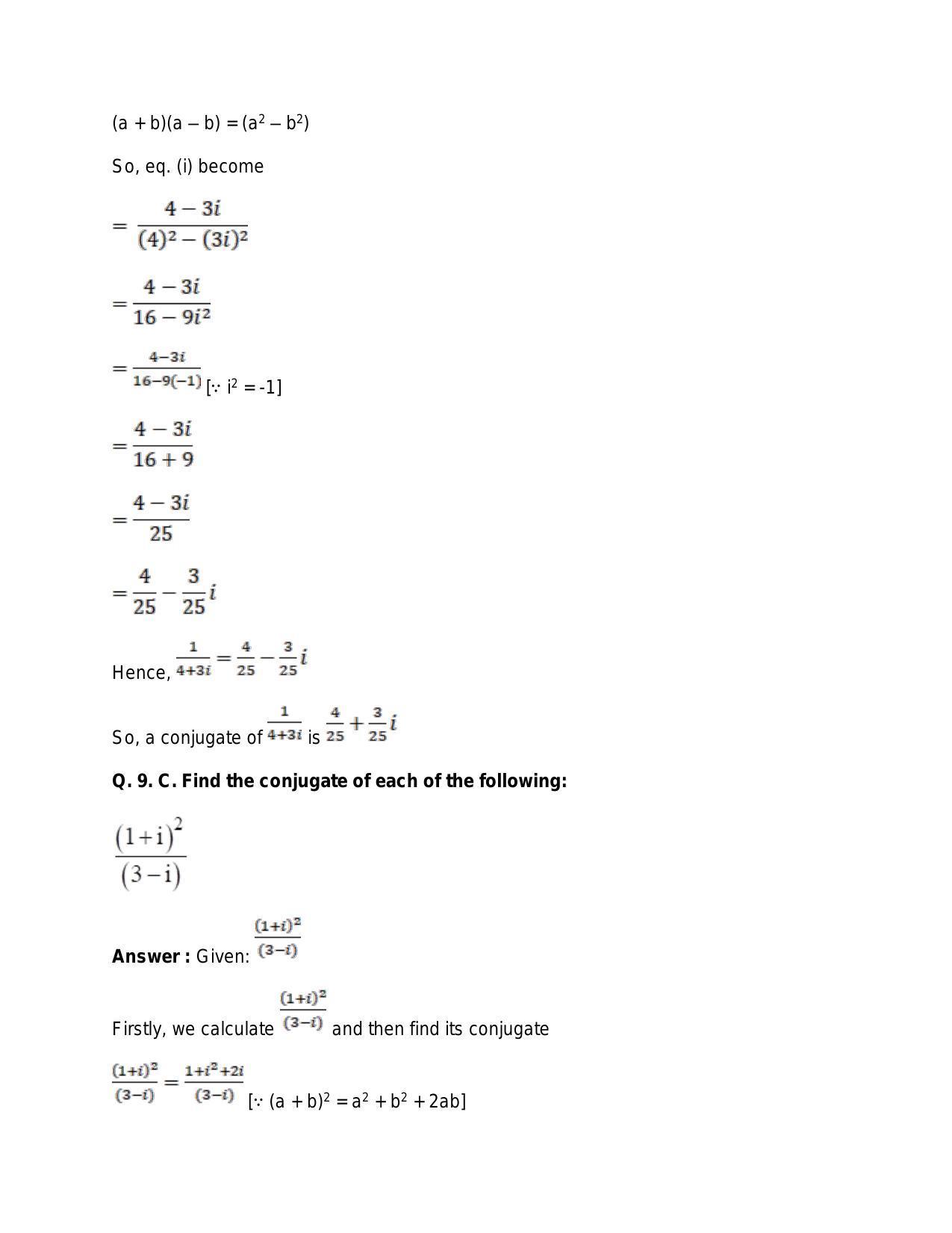 RS Aggarwal Solutions for 11th Class Maths Chapter 5-Complex Numbers and Quadratic Equations ...