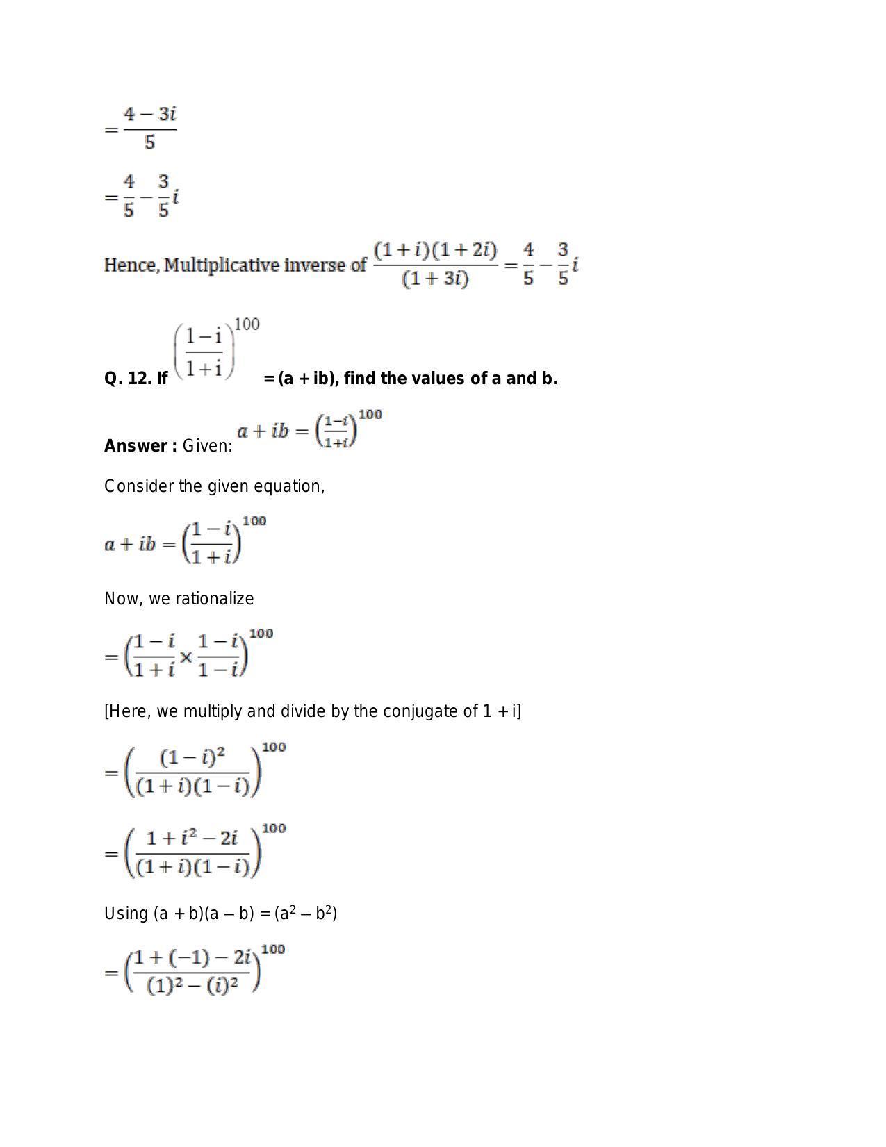 RS Aggarwal Solutions for 11th Class Maths Chapter 5-Complex Numbers and Quadratic Equations ...