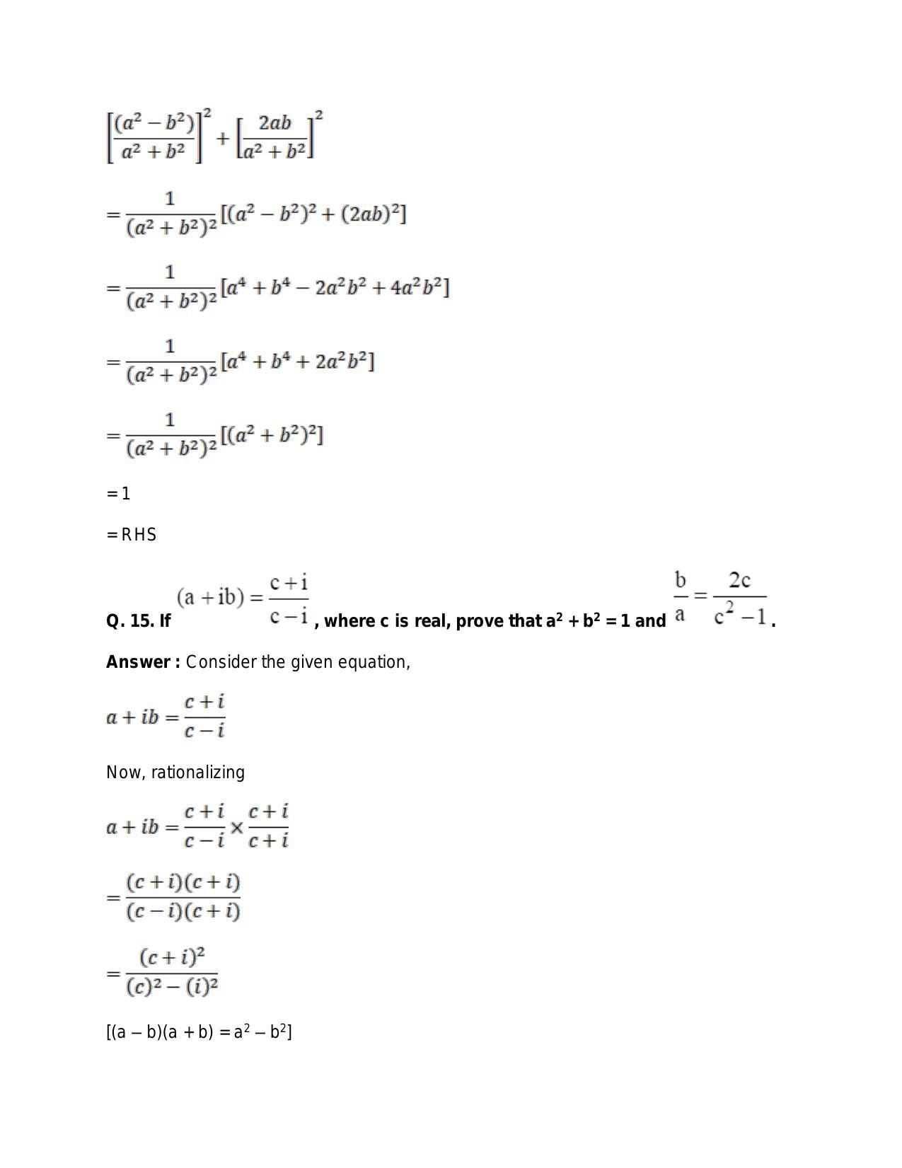 RS Aggarwal Solutions for 11th Class Maths Chapter 5-Complex Numbers ...