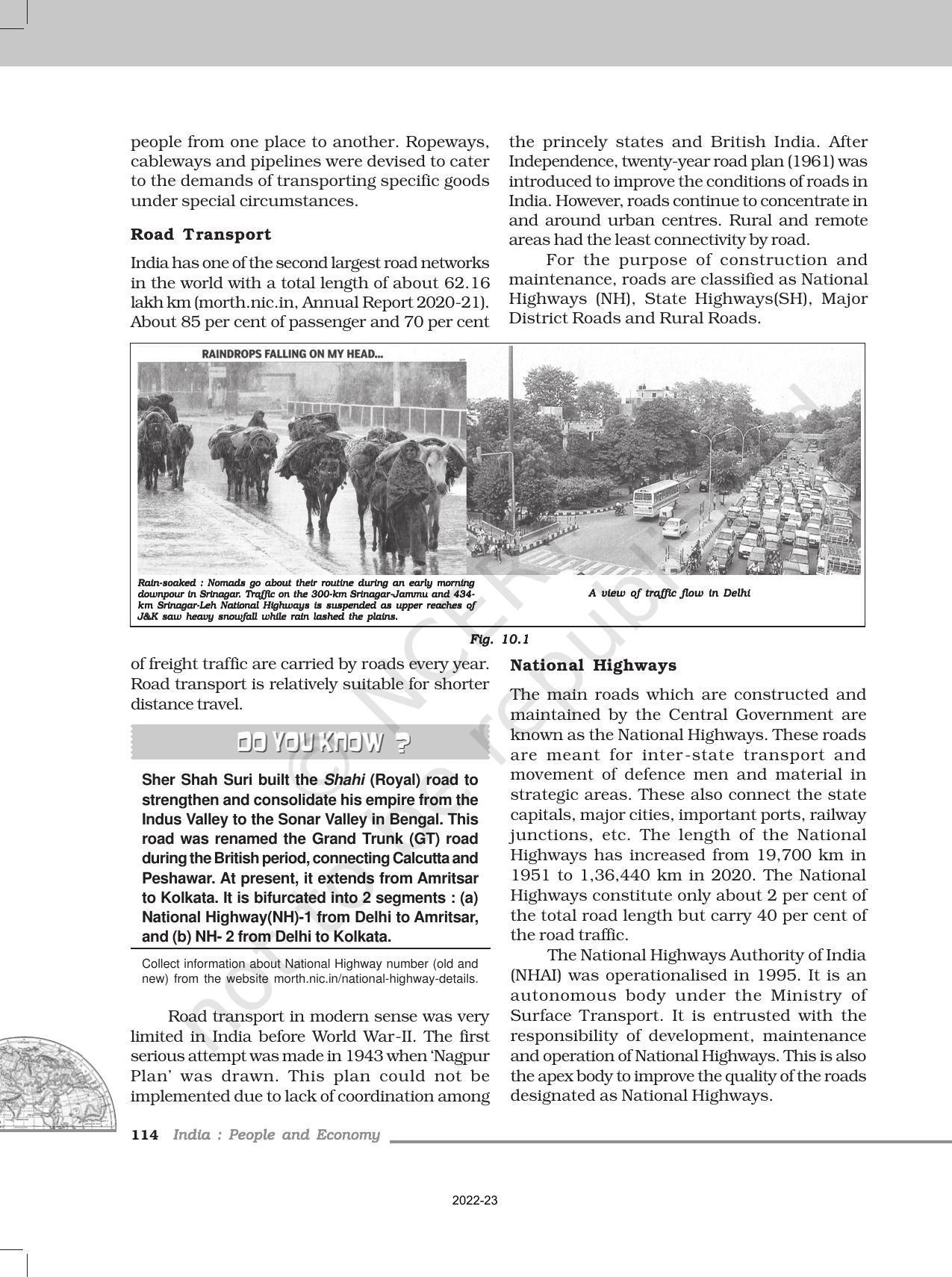 NCERT Book for Class 12 Geography Chapter 10 Transport