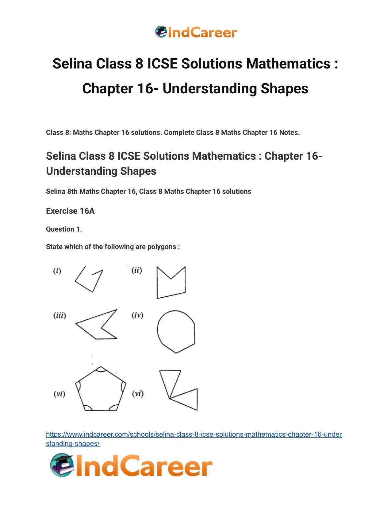 Selina Class 8 ICSE Solutions Mathematics : Chapter 16- Understanding ...