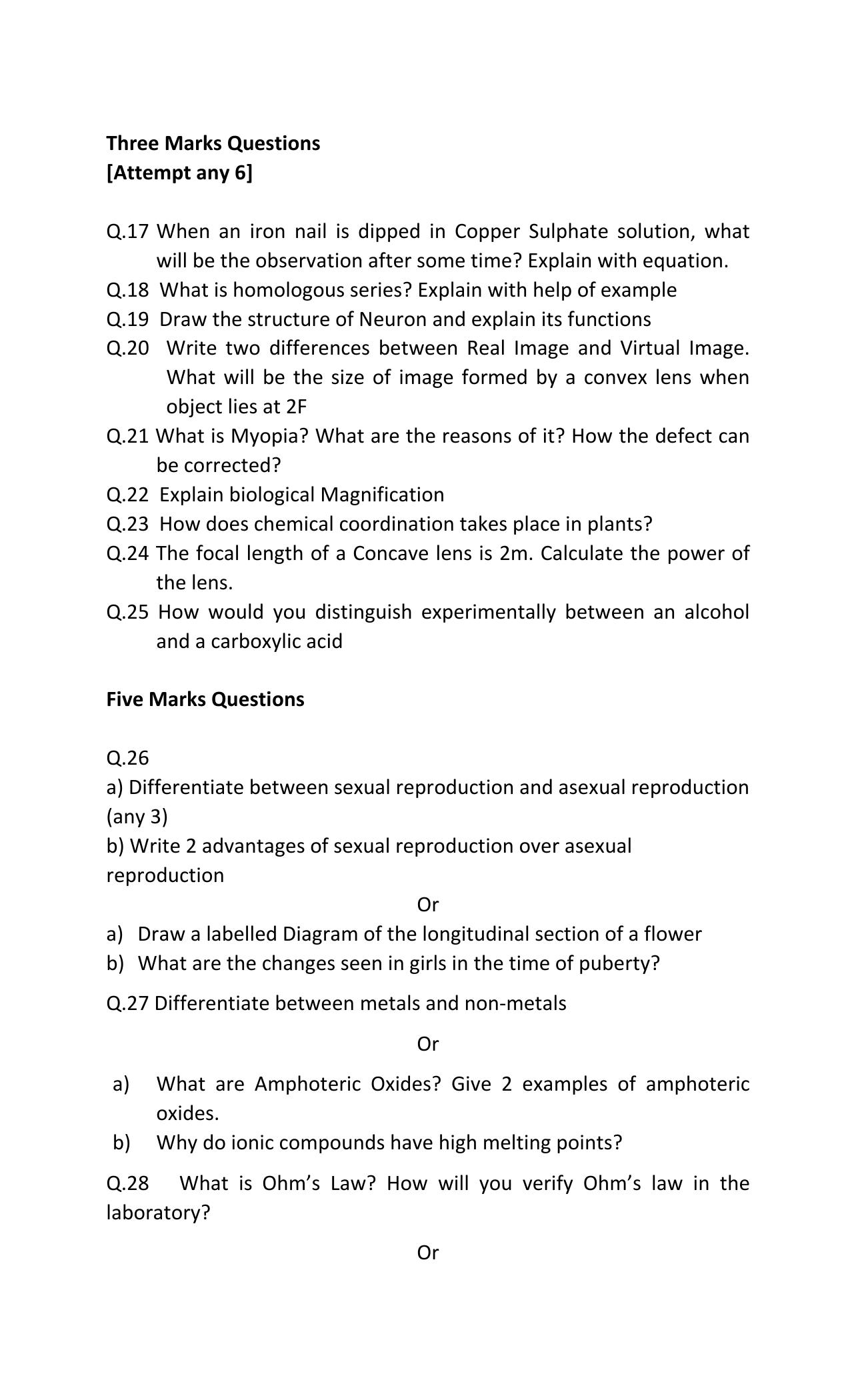 PSEB Class 10th Science Paper 2025 [PDF] - Punjab Board 10th Science ...