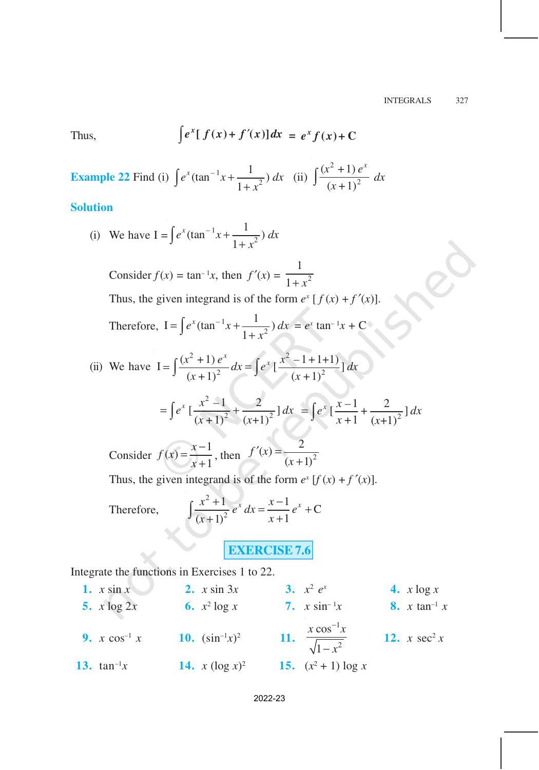 NCERT Book for Class 12 Maths Chapter 7 Integrals - IndCareer Docs