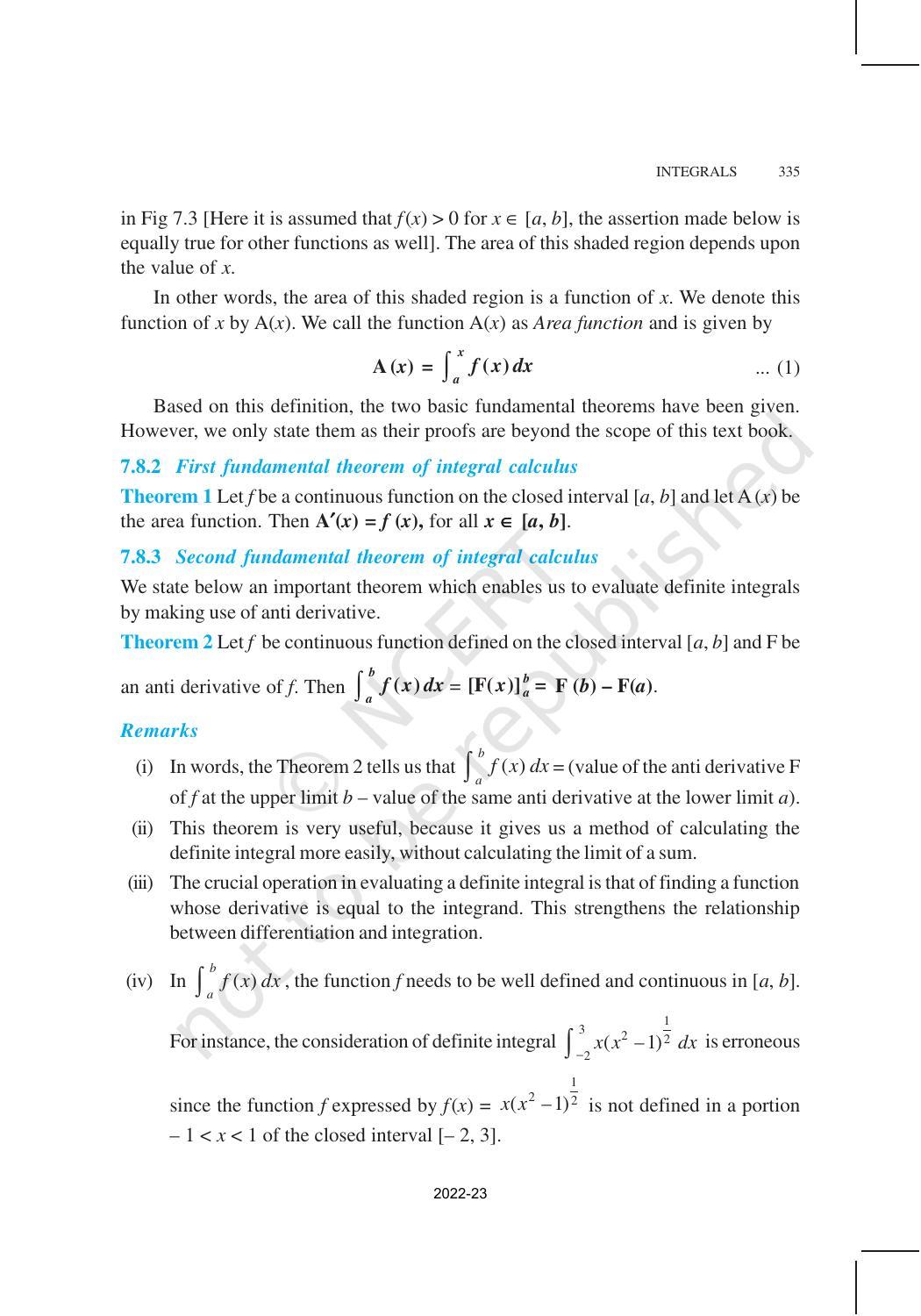 NCERT Book for Class 12 Maths Chapter 7 Integrals - IndCareer Docs