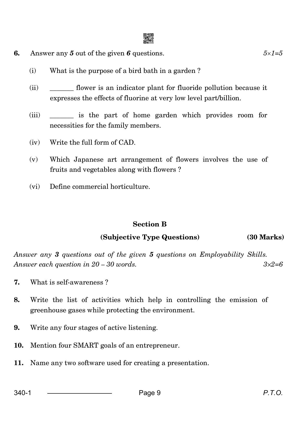 CBSE Class 12 Horticulture 2024 Question Paper - IndCareer Docs