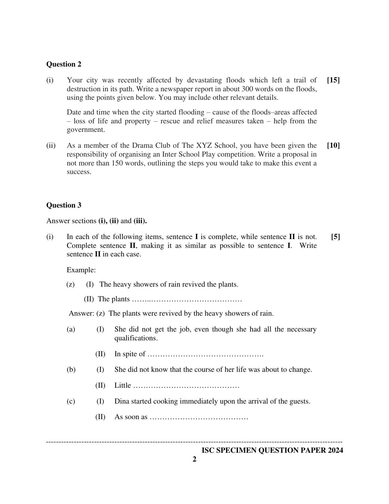 ISC Class 12 2024 English Paper 1 (Language) Sample Paper - IndCareer Docs