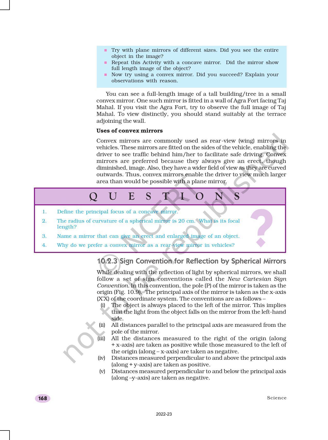 Ncert Book For Class 10 Science Chapter 10 Light Reflection