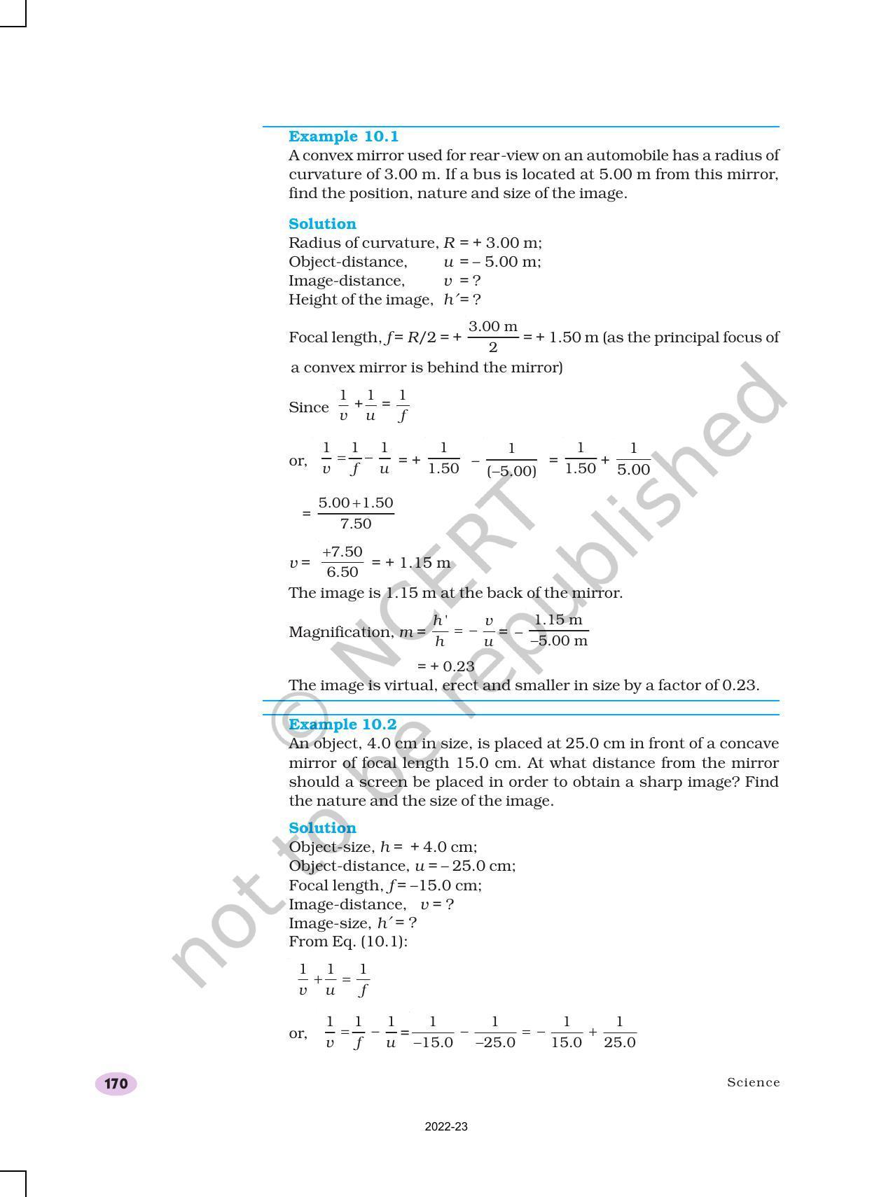 NCERT Book for Class 10 Science Chapter 10 Light – Reflection
