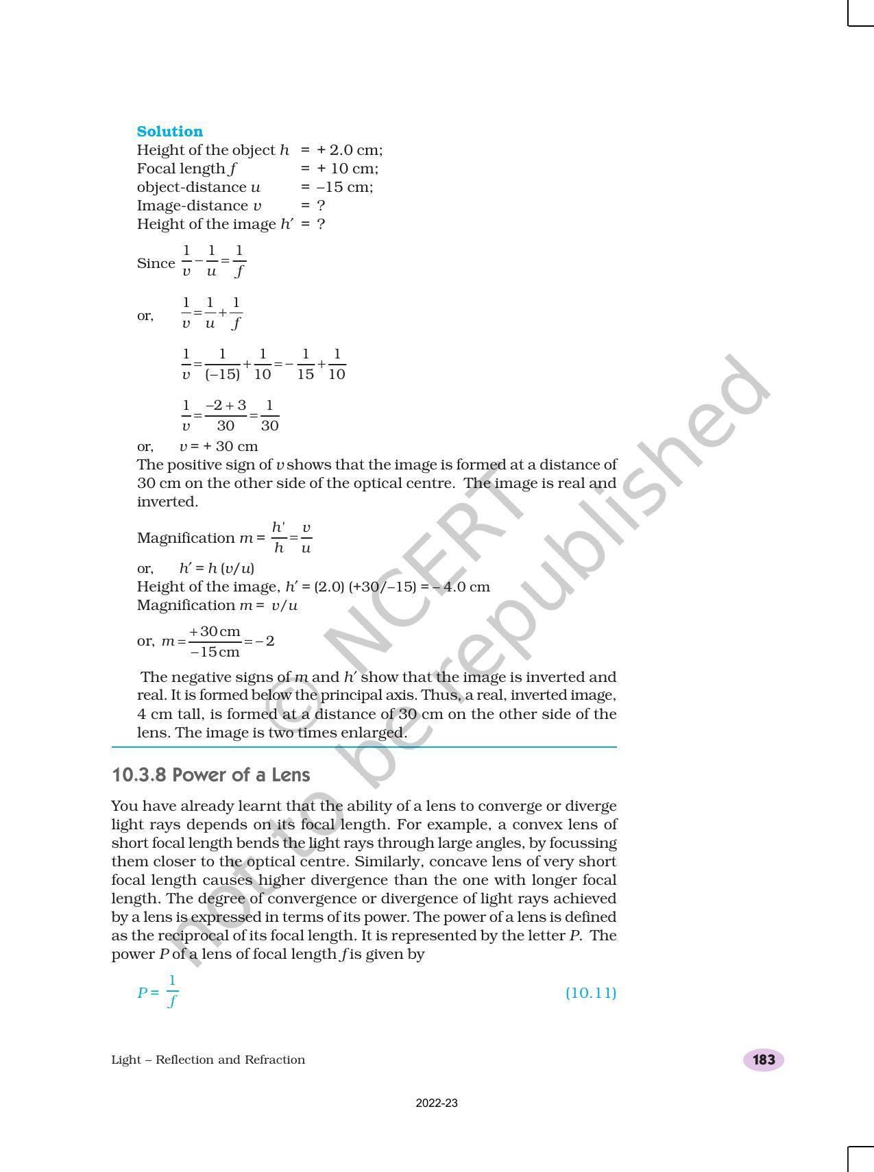 Ncert Book For Class 10 Science Chapter 10 Light Reflection