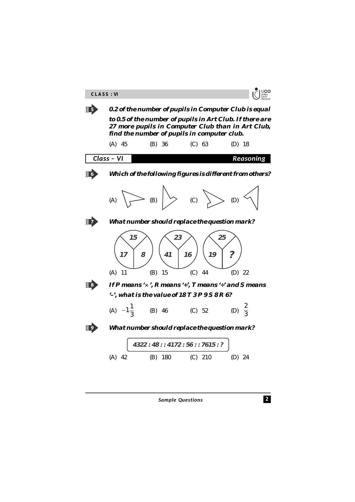 UCO Sample Papers for Class 6 - IndCareer Schools