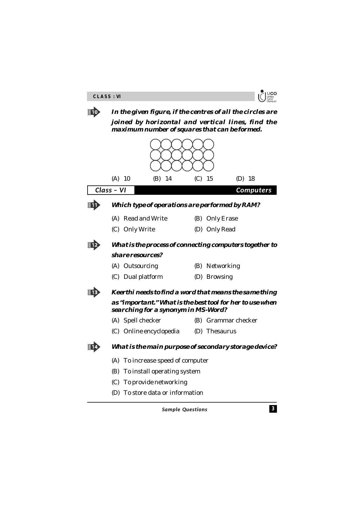 UCO Sample Papers for Class 6 - IndCareer Schools