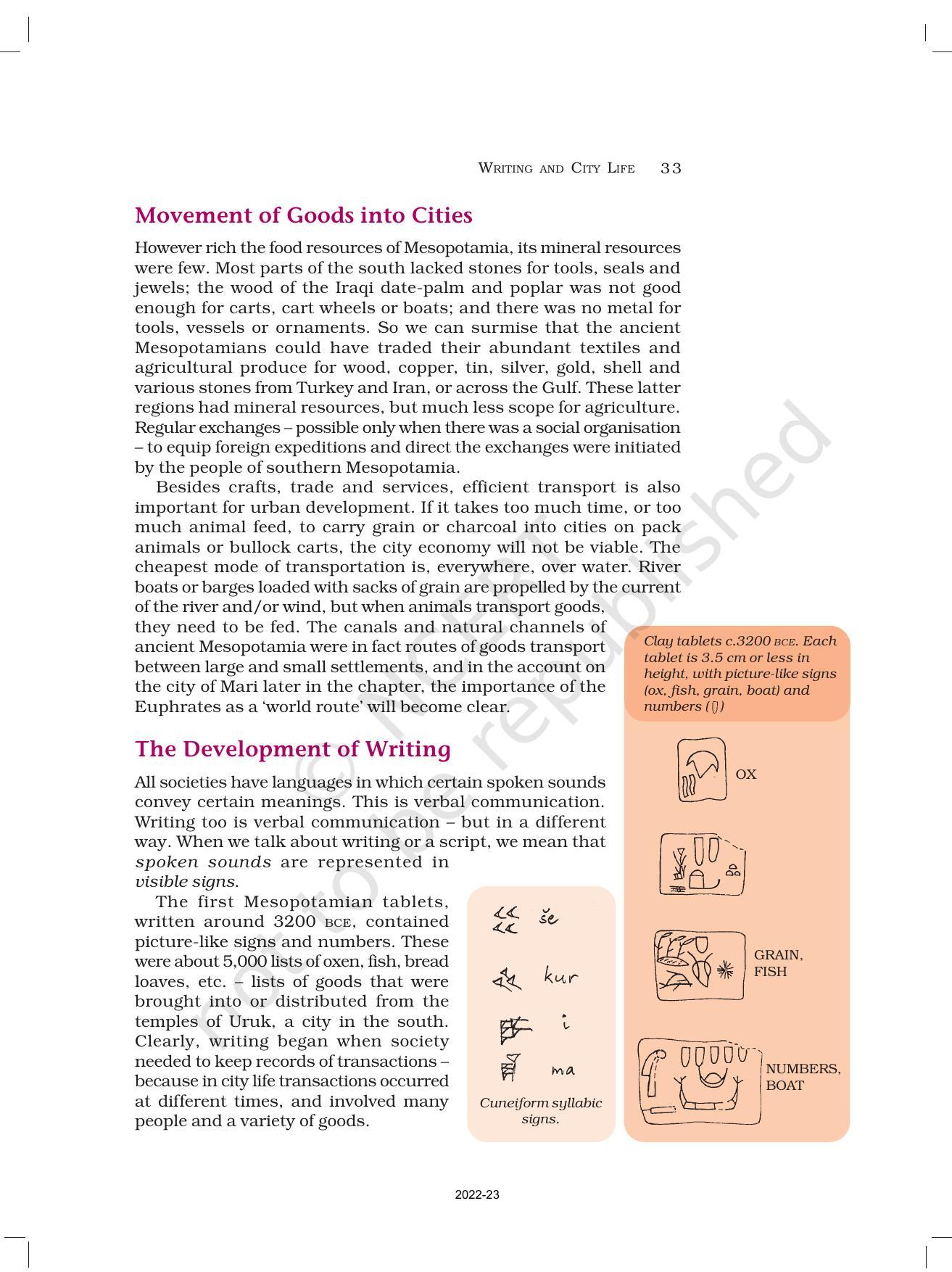 NCERT Book for Class 11 History Chapter 2 Writing and City Life