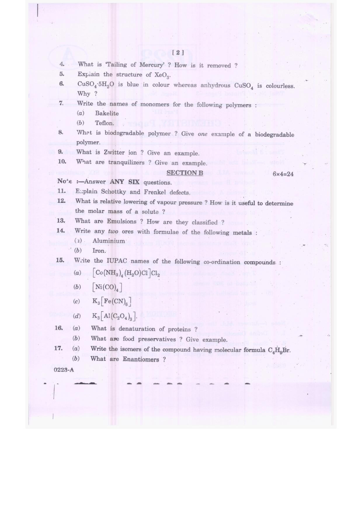 TS Inter 2nd Year Chemistry Model Paper - IndCareer Schools TS Inter 2nd Year Chemistry Model Paper - IndCareer Schools