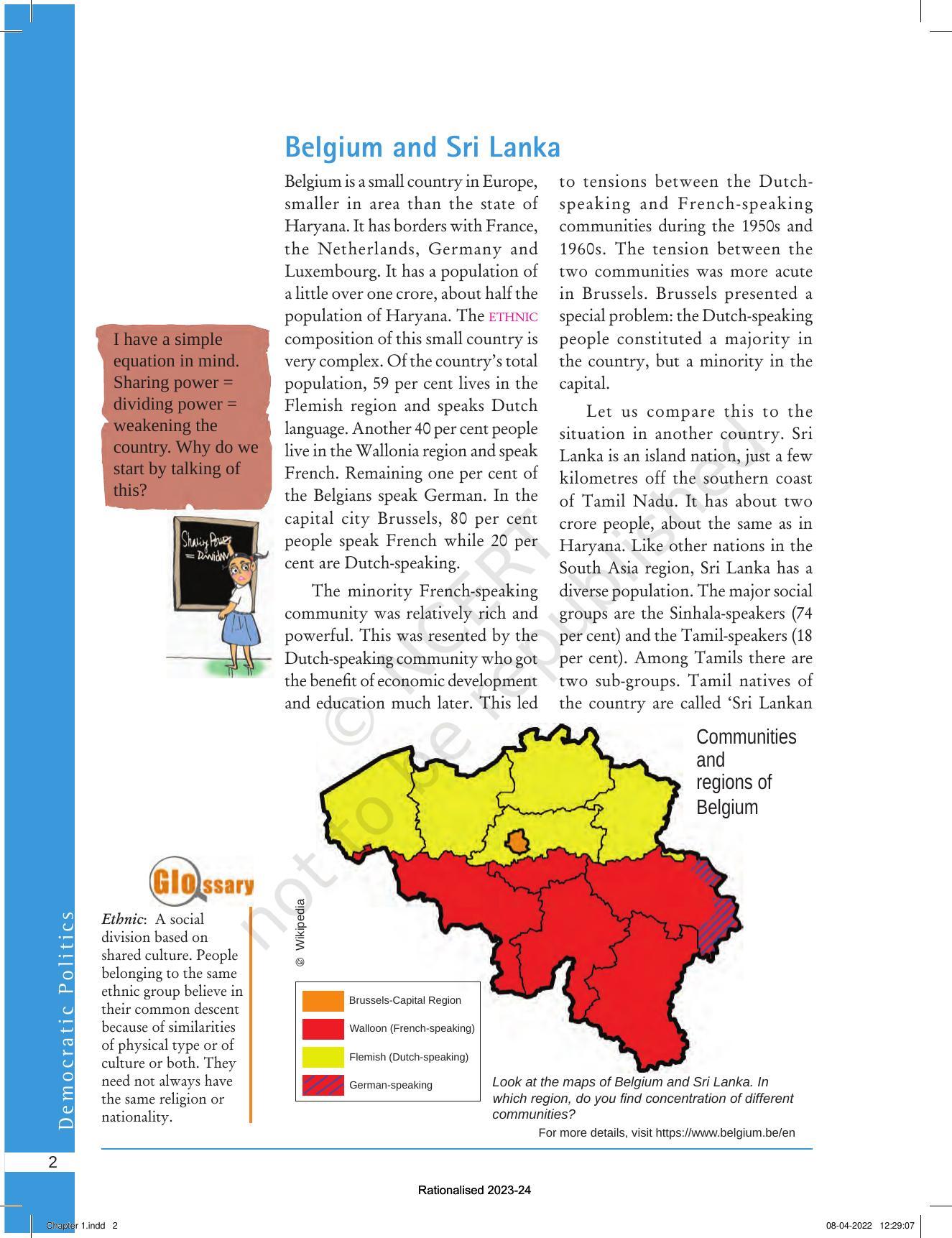 NCERT Book for Class 10 Political Science Chapter 1 Power Sharing