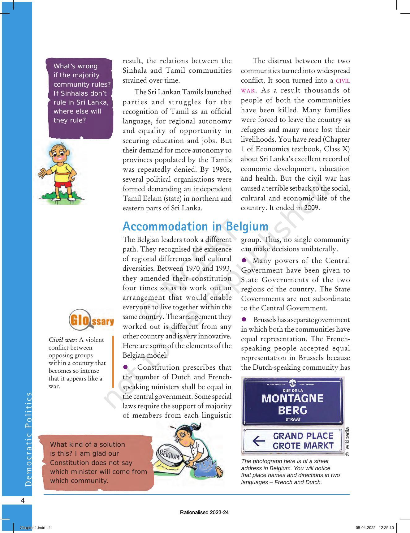 NCERT Book For Class 10 Political Science Chapter 1 Power Sharing ncert-book-for-class-10-political-science-chapter-1-power-sharing