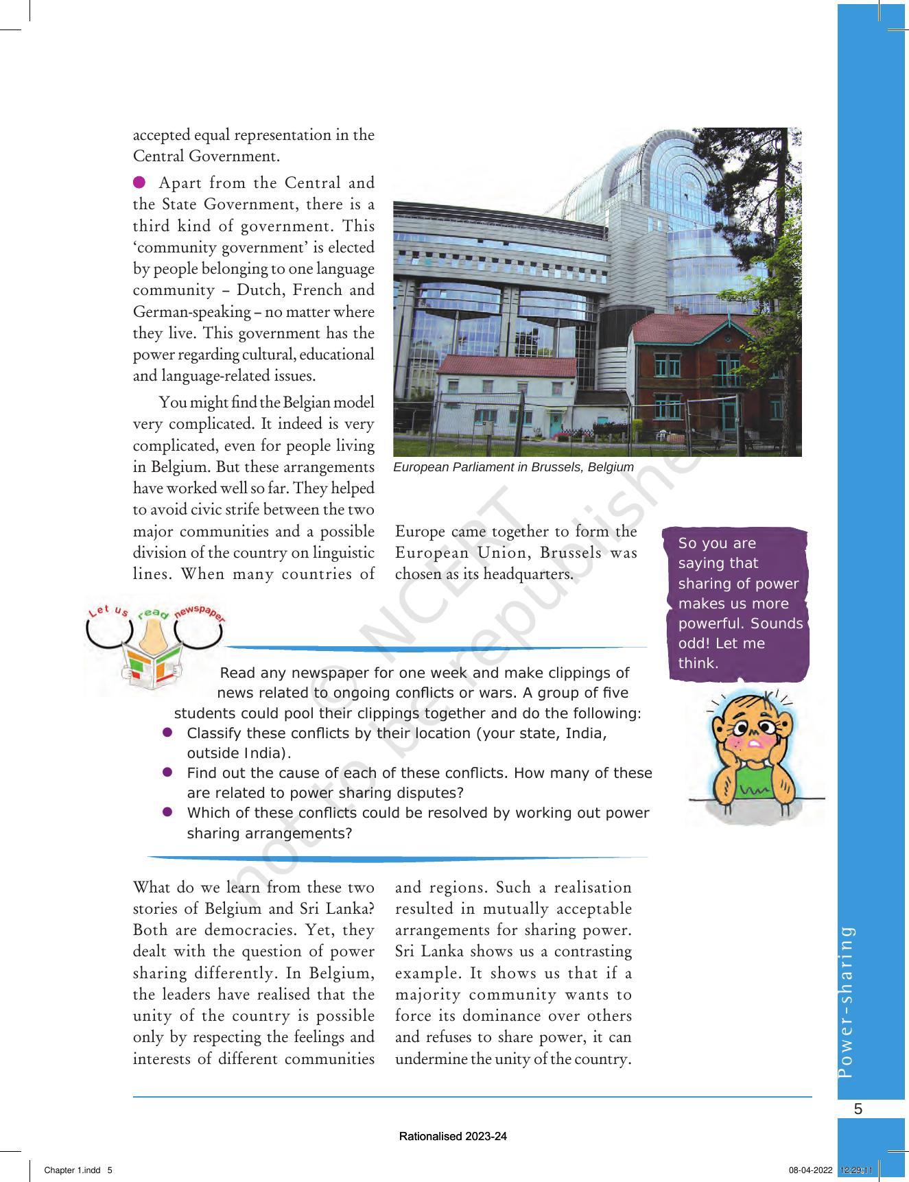 NCERT Book for Class 10 Political Science Chapter 1 Power Sharing