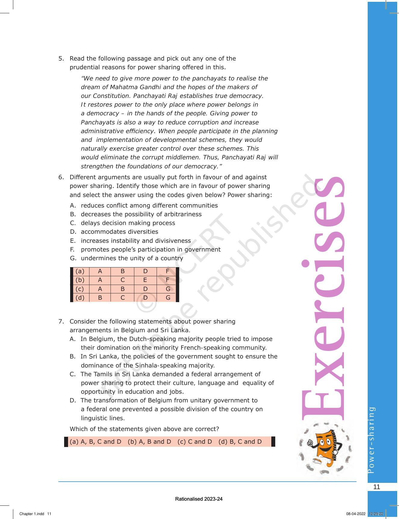 NCERT Book for Class 10 Political Science Chapter 1 Power Sharing