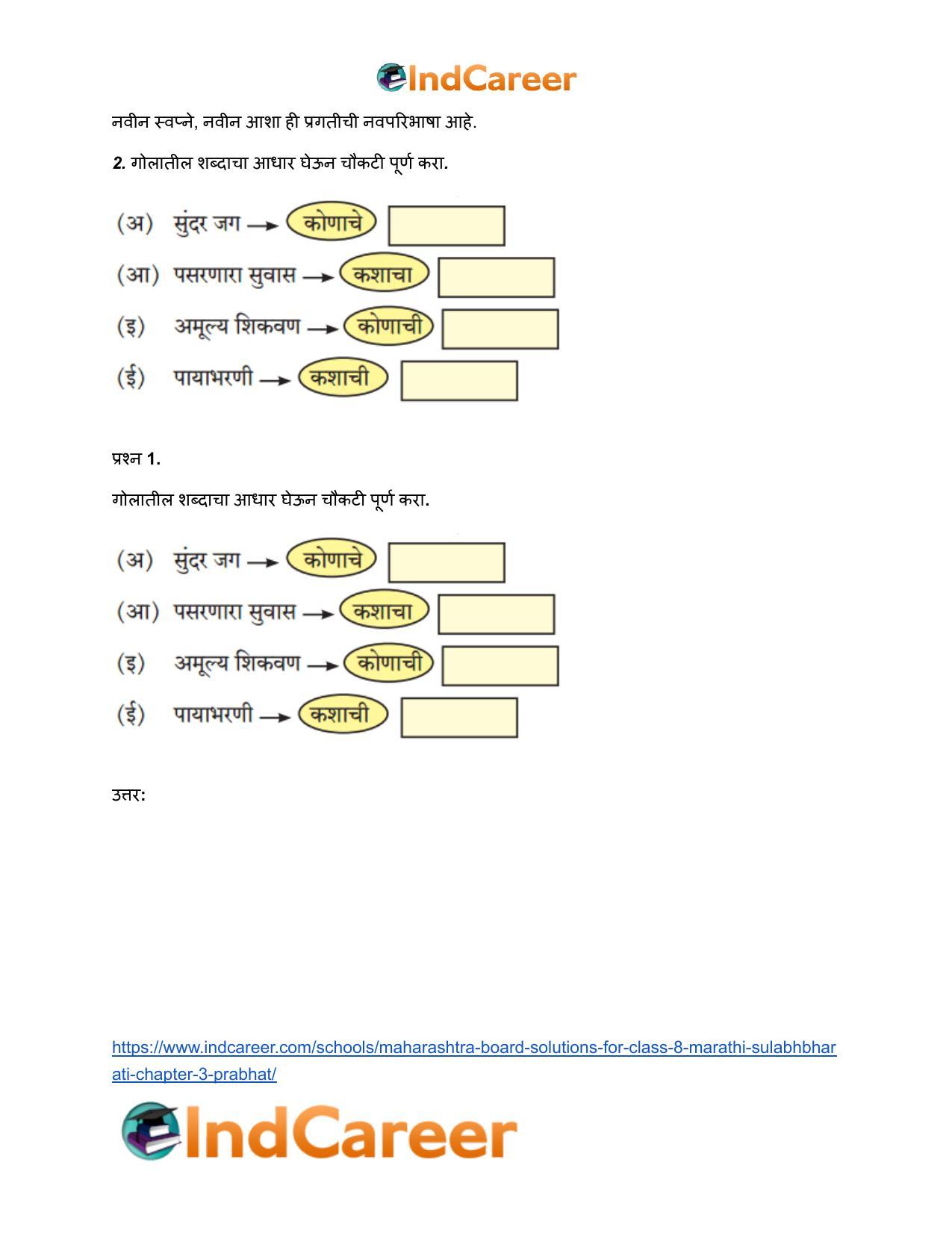 Maharashtra Board Solutions for Class 8- Marathi Sulabhbharati: Chapter ...
