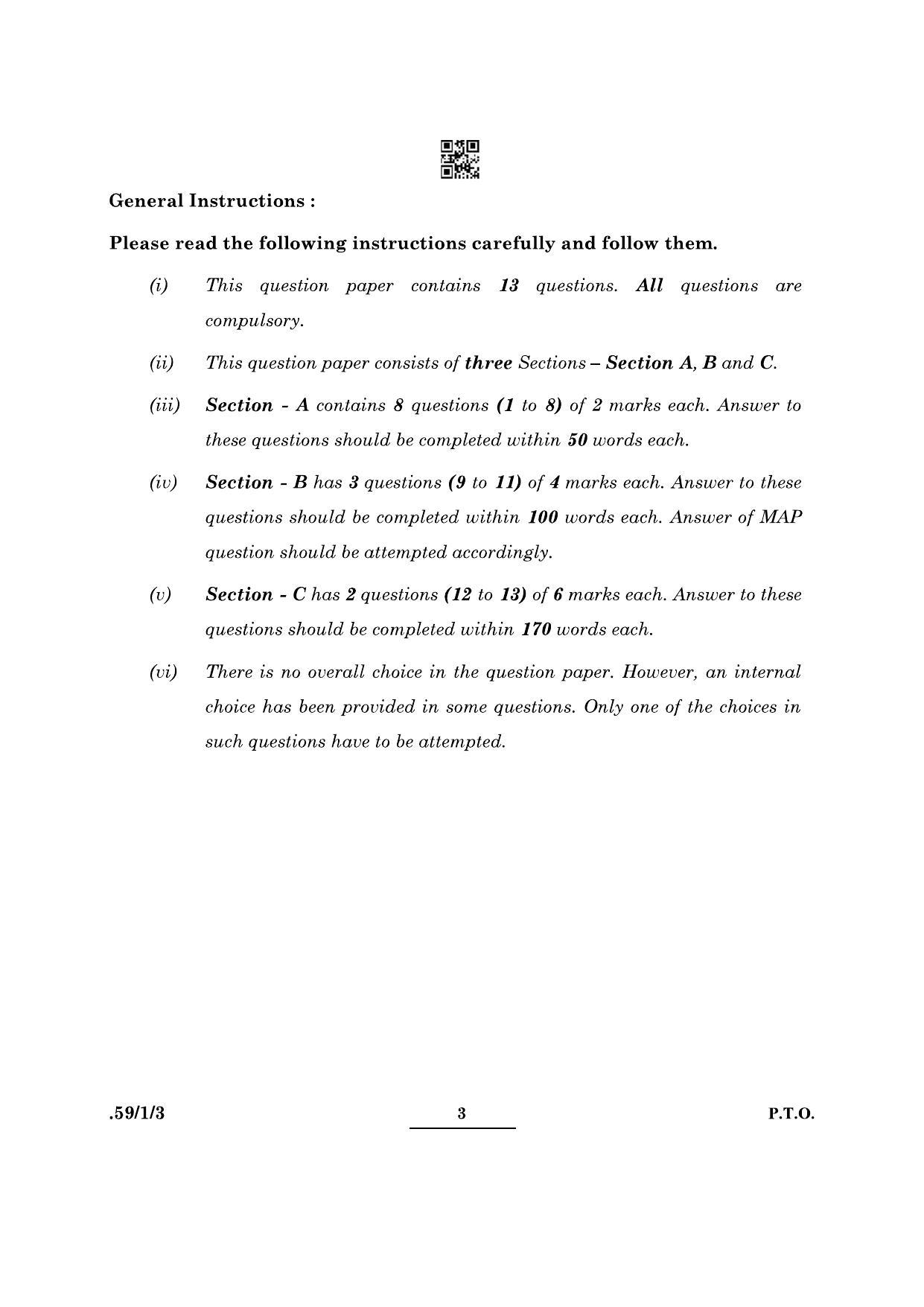 CBSE Class 12 59-1-3 Political Science 2022 Question Paper - IndCareer Docs