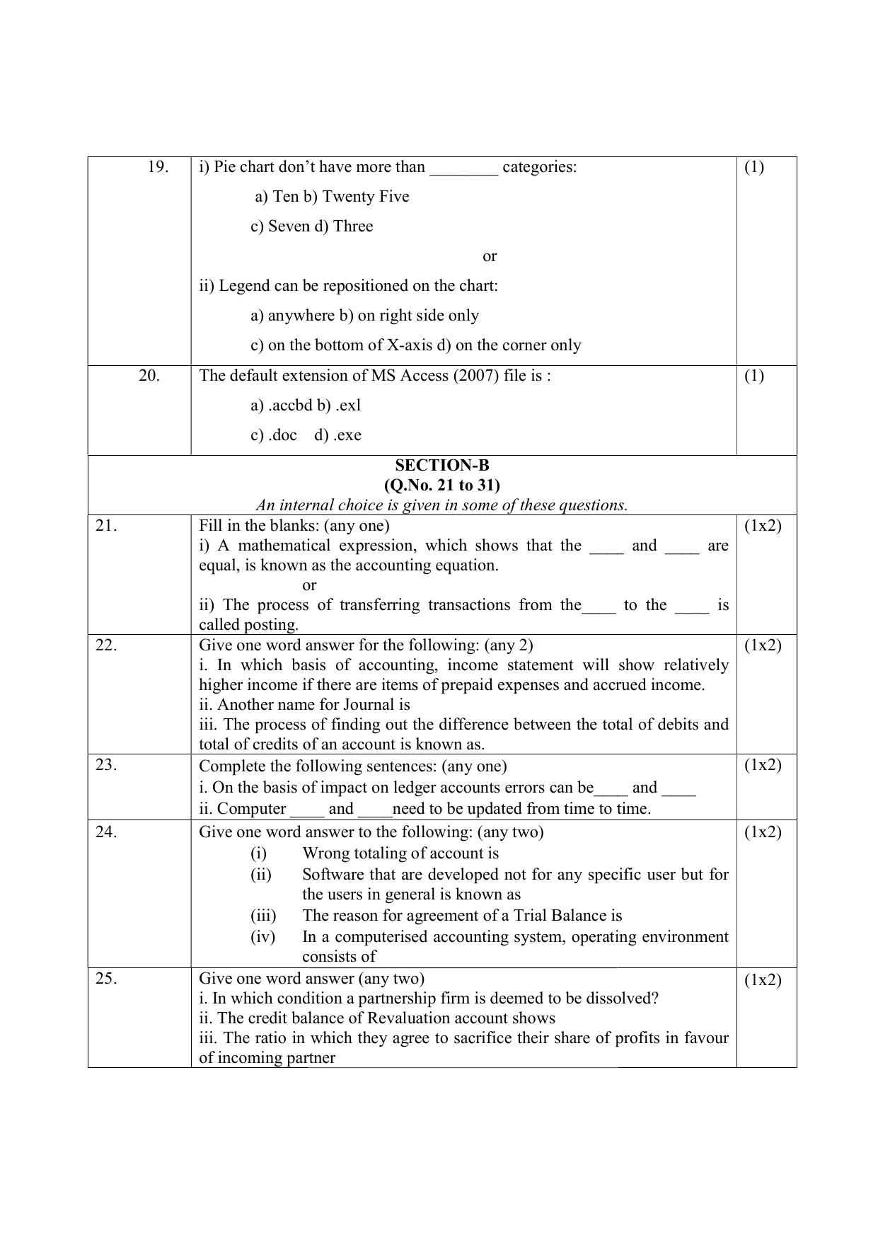 NIOS Class 12 Accountancy Sample Paper - IndCareer Docs