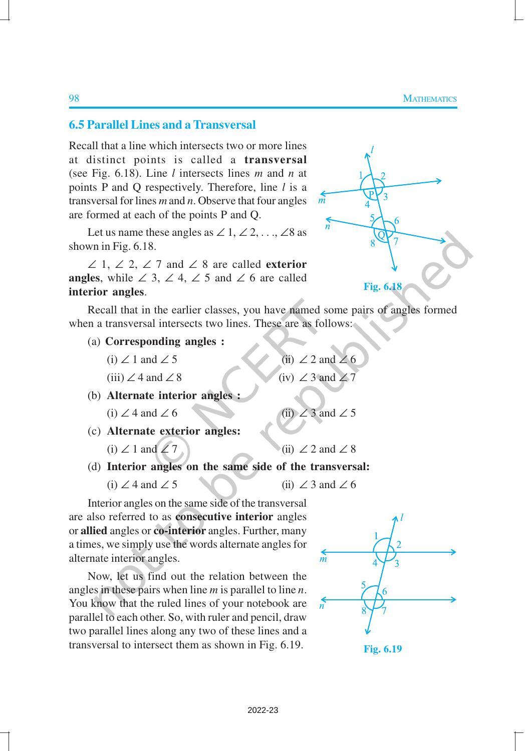 NCERT Book for Class 9 Maths Chapter 6 Lines and Angles