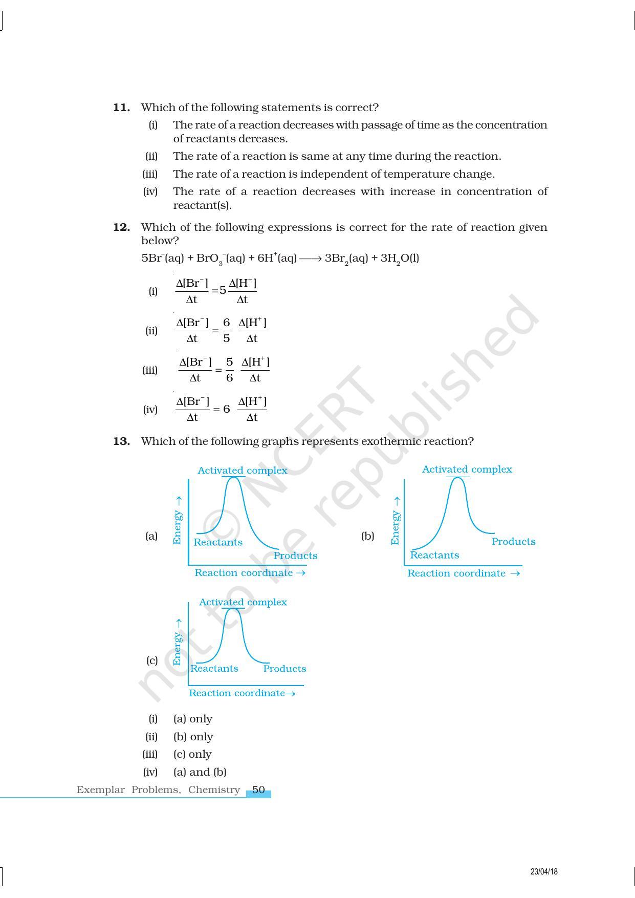 NCERT Exemplar Book for Class 12 Chemistry Chapter 4 Chemical Kinetics
