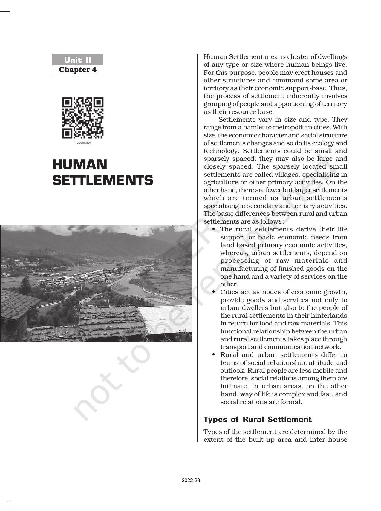 NCERT Book for Class 12 Geography Chapter 4 Human