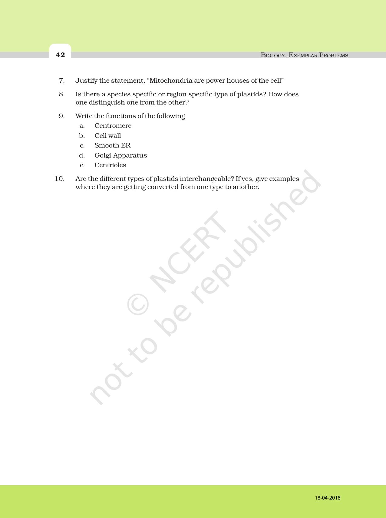 NCERT Exemplar Book for Class 11 Biology Chapter 8 Cell The Unit Of Life