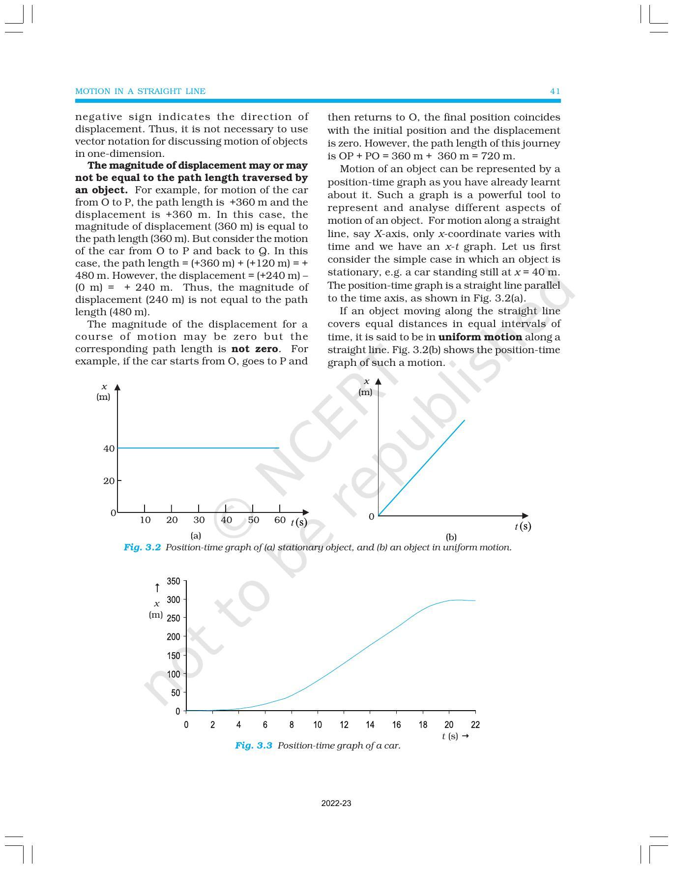 NCERT Book for Class 11 Physics Chapter 3 Motion in a Straight