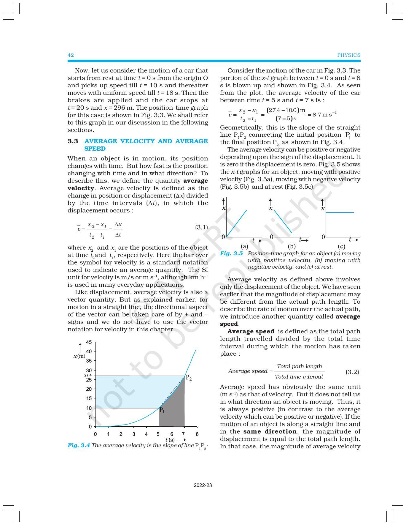 NCERT Book for Class 11 Physics Chapter 3 Motion in a Straight