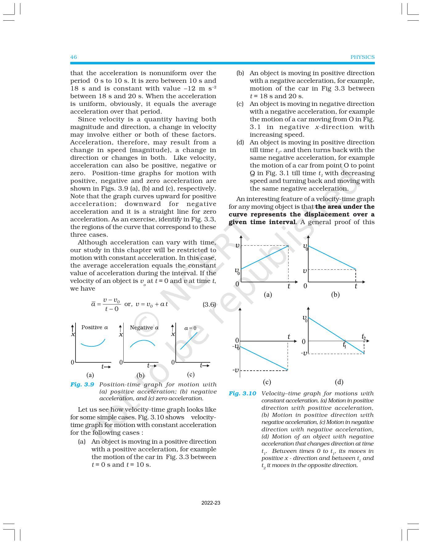 NCERT Book for Class 11 Physics Chapter 3 Motion in a Straight