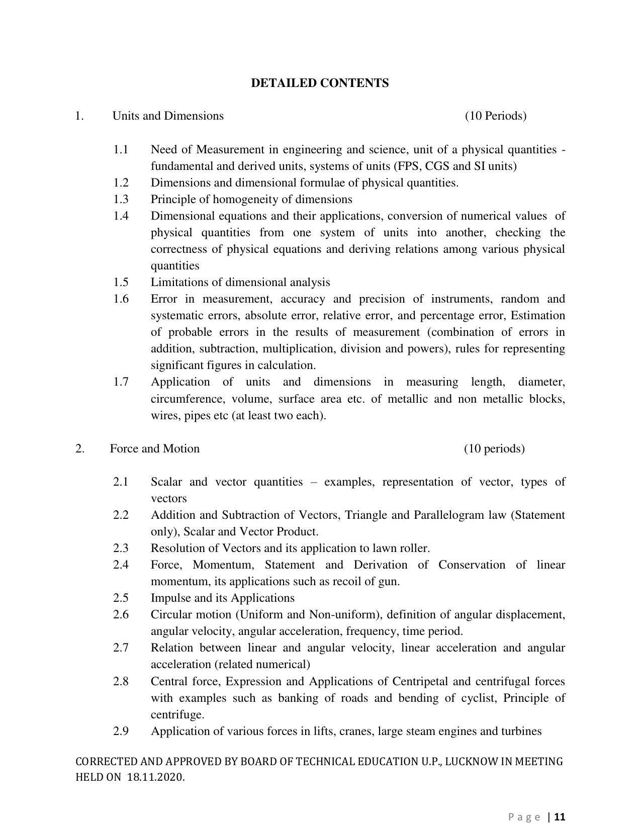 SYLLABUS FOR FIRST SEMESTER SESSION (2020-2021) - SIX SEMESTER DIPLOMA ...