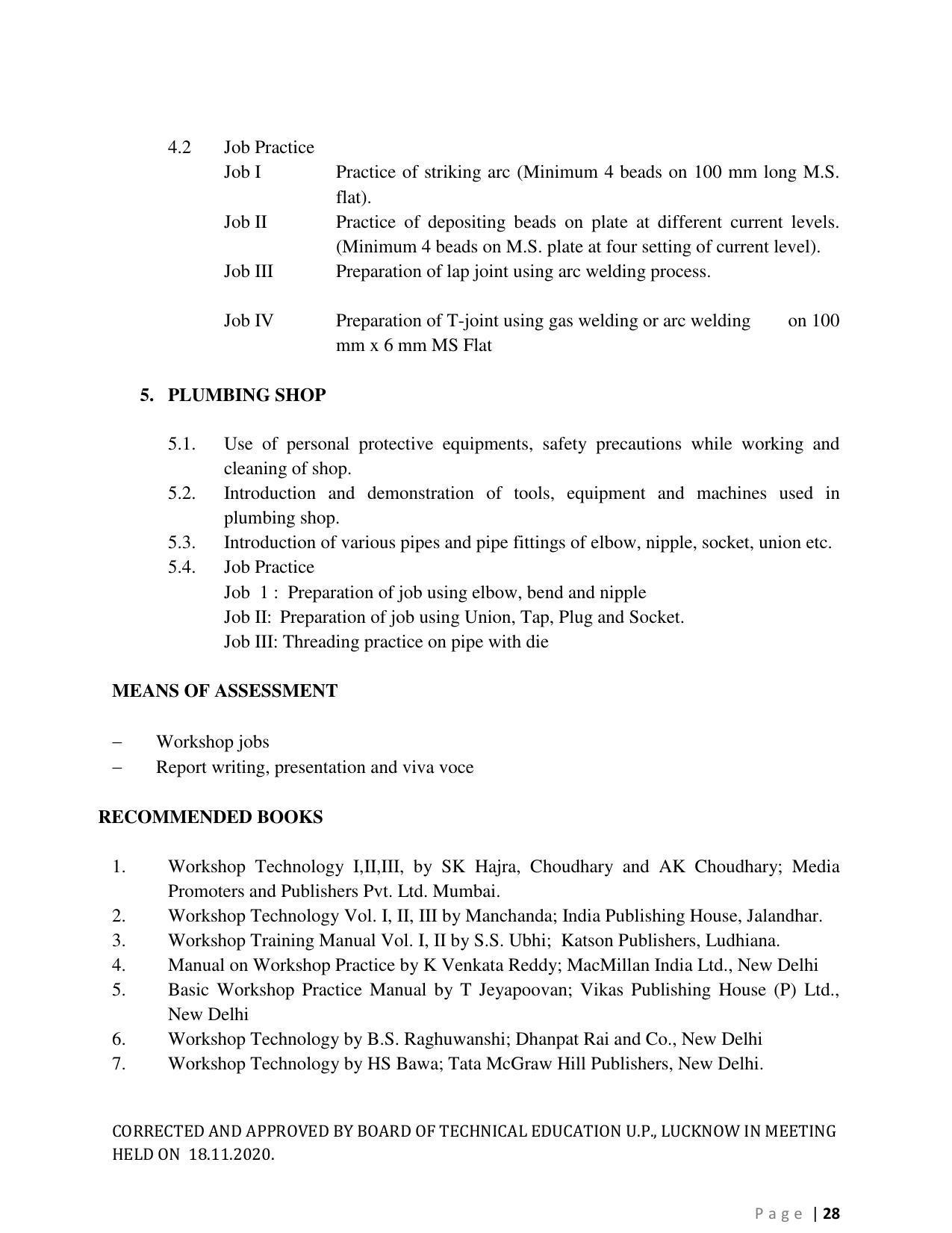 SYLLABUS FOR FIRST SEMESTER SESSION (2020-2021) - SIX SEMESTER DIPLOMA ...