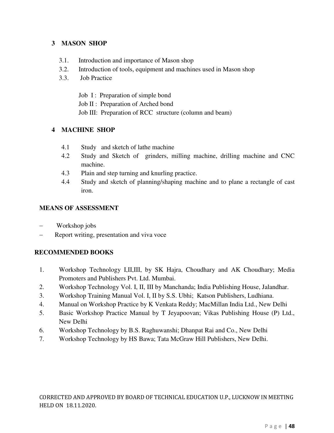 SYLLABUS FOR FIRST SEMESTER SESSION (2020-2021) - SIX SEMESTER DIPLOMA ...