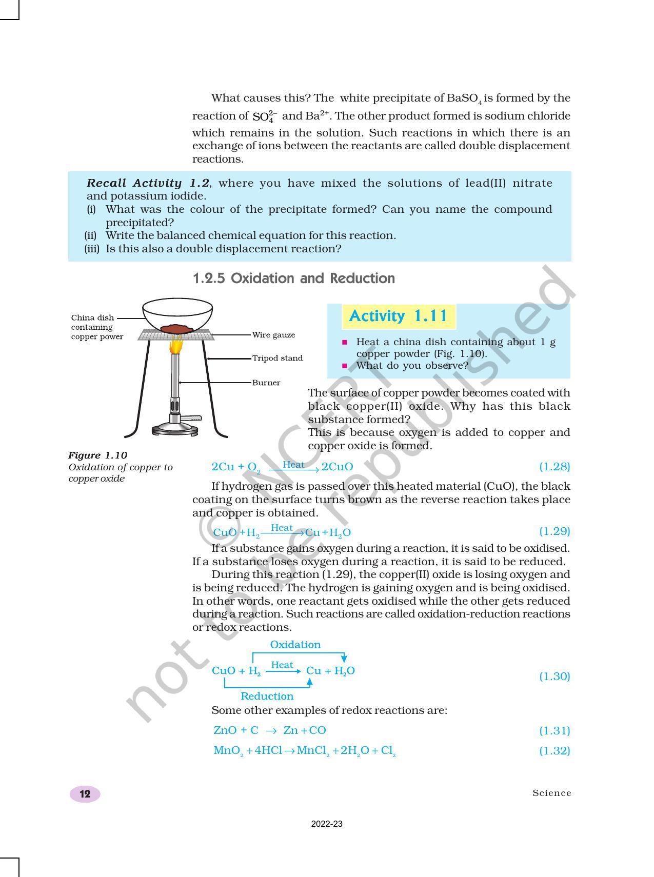 NCERT Book for Class 10 Science Chapter 1 Chemical Reactions