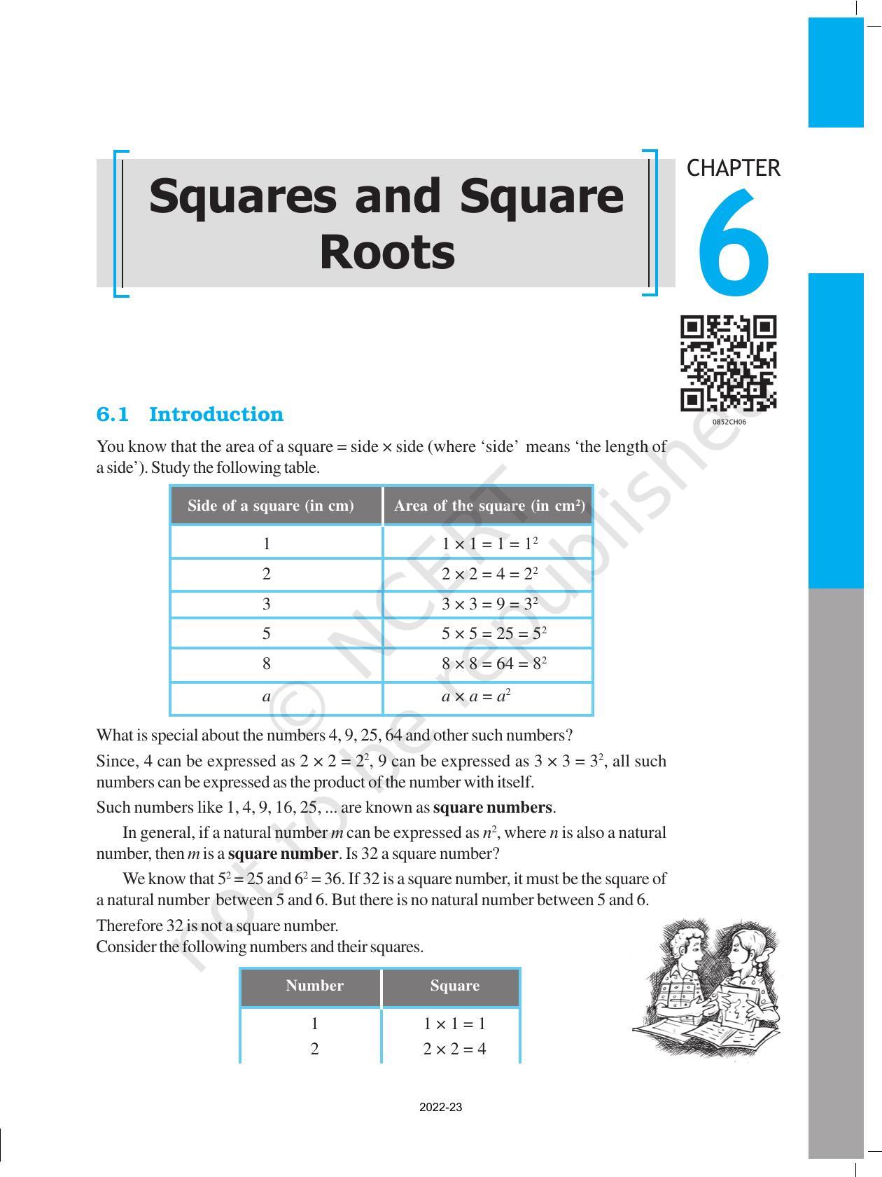 NCERT Book for Class 8 Maths Chapter 6 Squares and Square