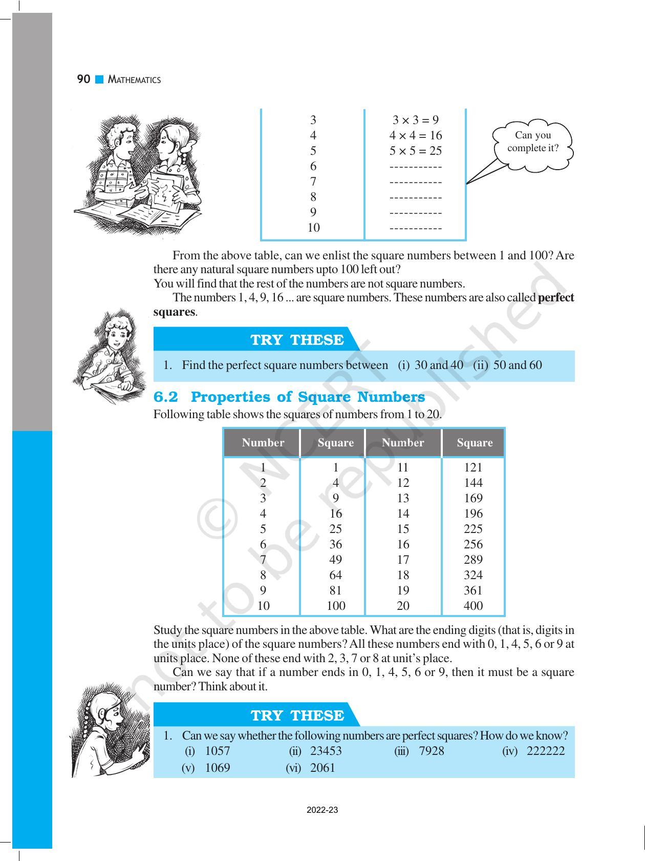NCERT Book for Class 8 Maths Chapter 6 Squares and Square